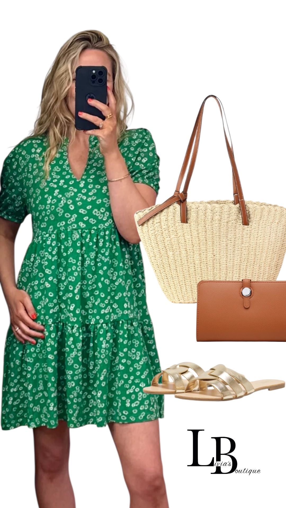 Outfit Inspo - Green floral smock dress – Livia's Boutique